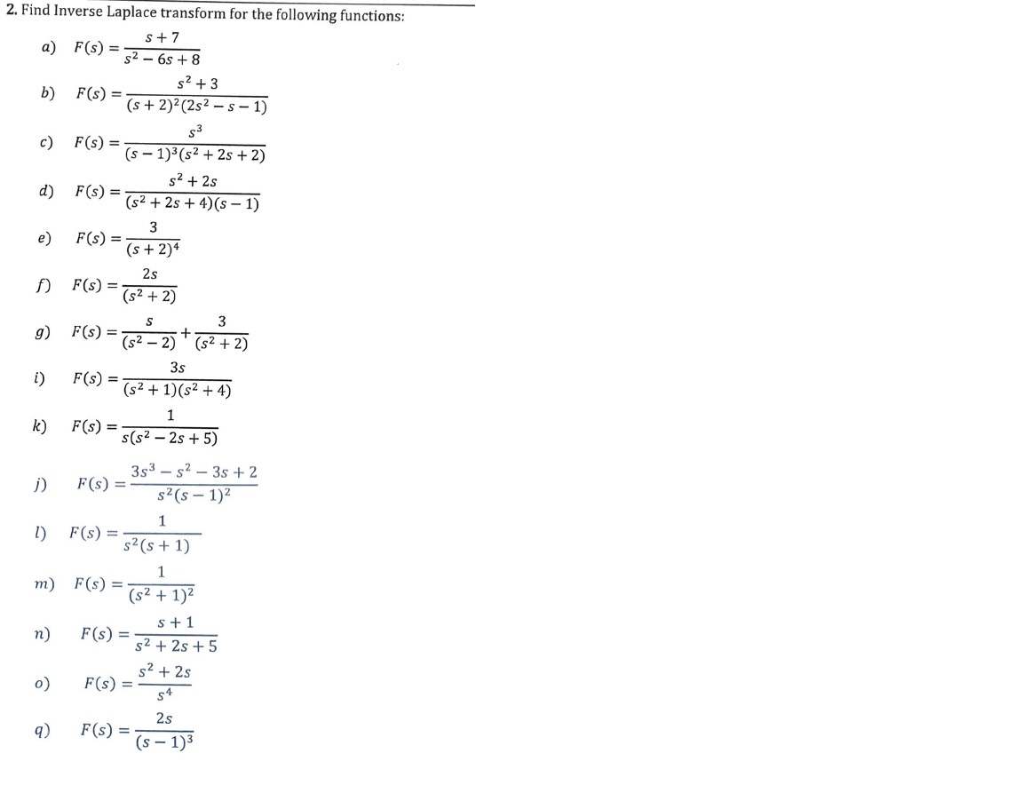Solved Find Inverse Laplace transform for the following | Chegg.com