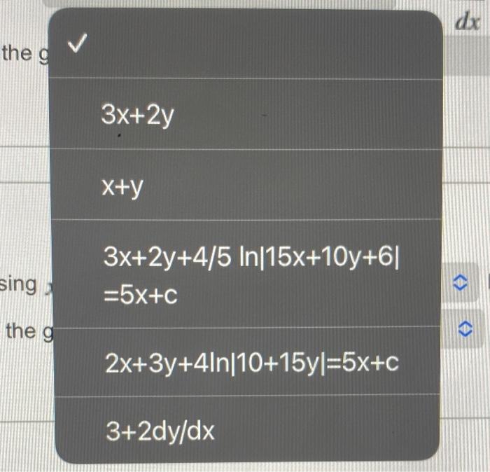 Solved Consider the DE dxdy=3x+2v+23x+2y then u= and dxdu | Chegg.com Solved Consider the DE dxdy=3x+2v+23x+2y then u= and dxdu | Chegg.com