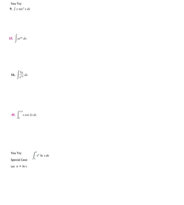 Solved Integration by Parts Formula ∫udv=uv−∫vdu Type I | Chegg.com