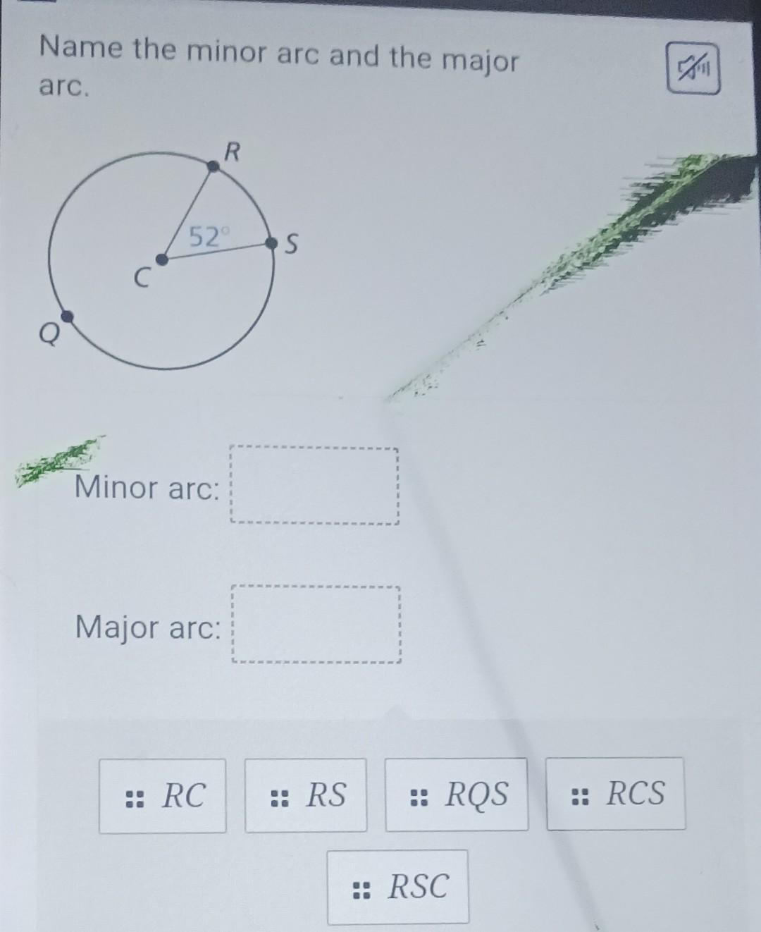Solved Name the minor arc and the major arc. | Chegg.com