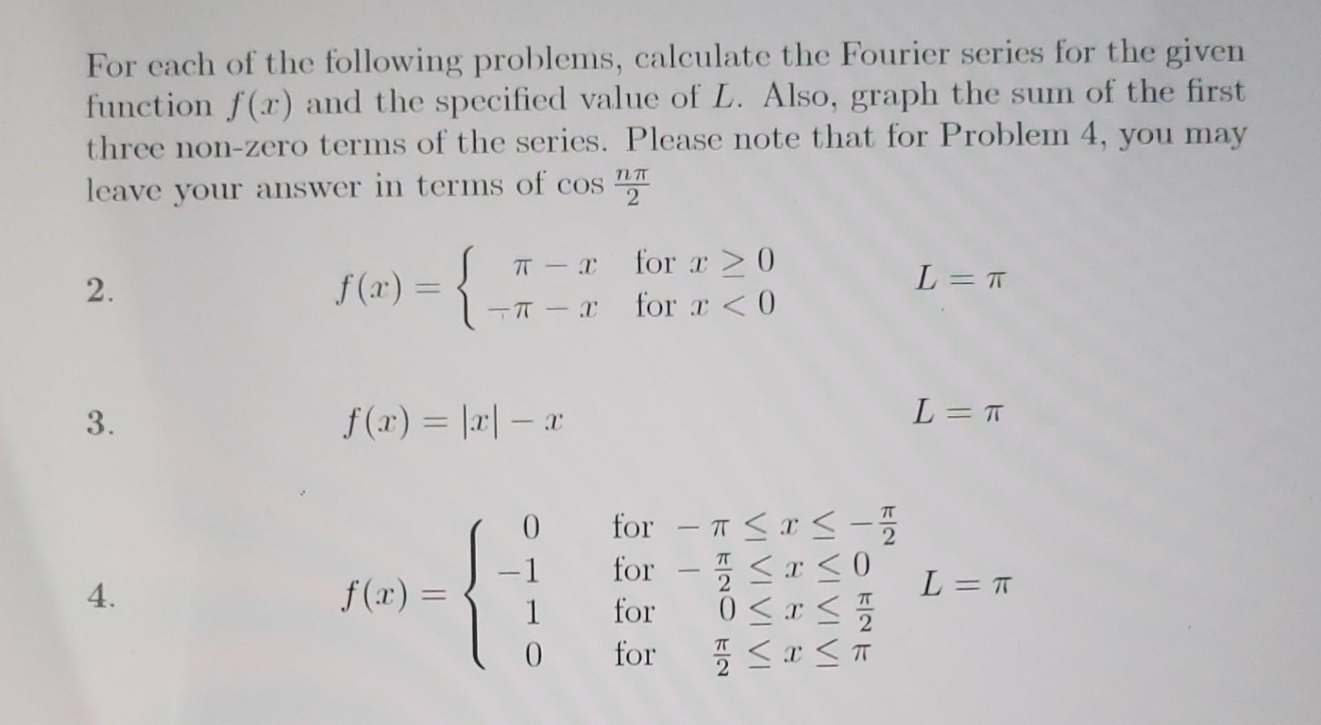 Solved For each of the following problems, calculate the | Chegg.com