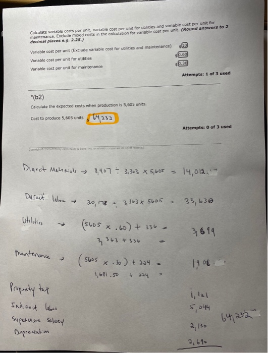 Solved Calculate Variable Costs Per Unit Variable Cost Per Chegg