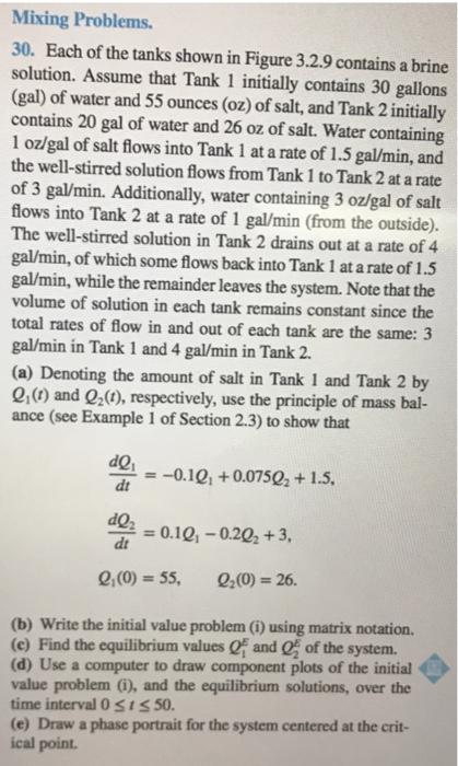 Solved Mixing Problems. 30. Each of the tanks shown in | Chegg.com