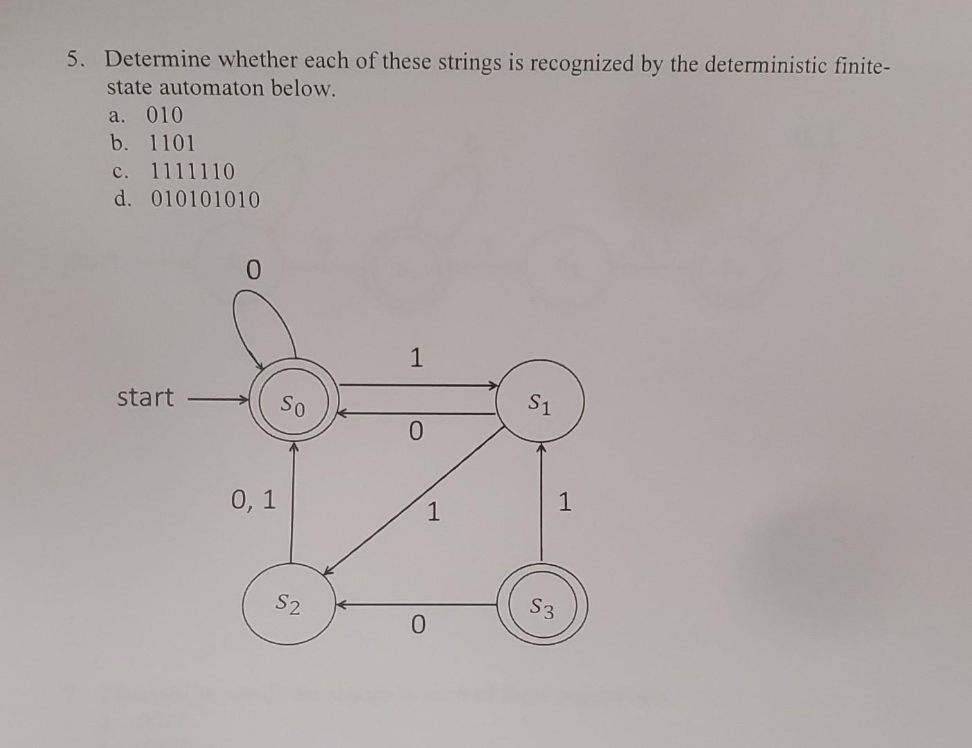 Solved 5. Determine whether each of these strings is | Chegg.com