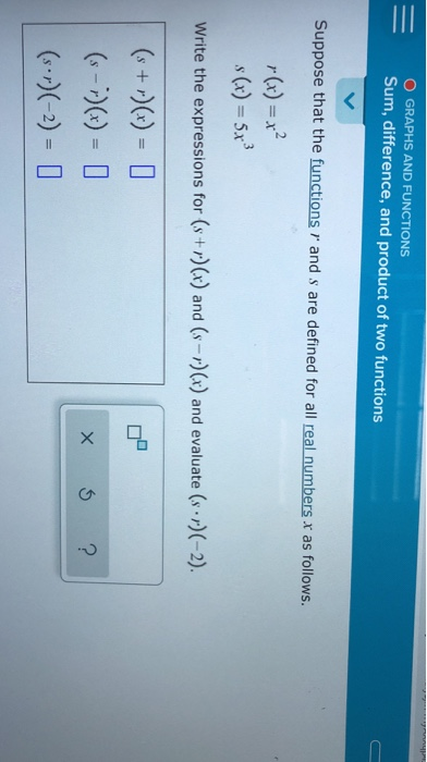 Solved O GRAPHS AND FUNCTIONS Sum, difference, and product | Chegg.com