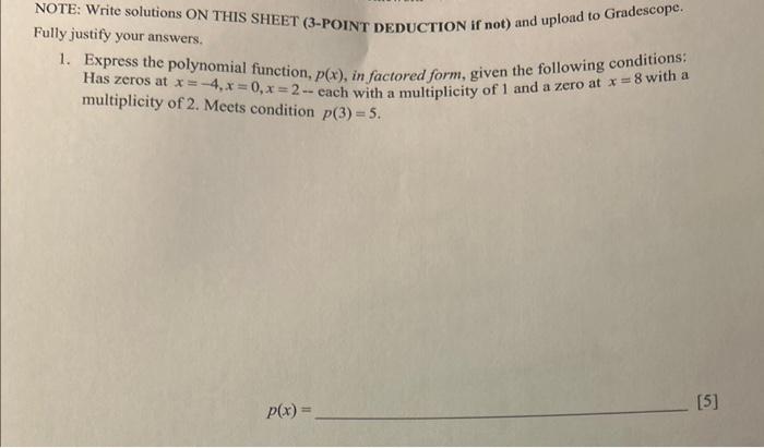 Solved NOTE: Write solutions ON THIS SHEET (3-POINT | Chegg.com