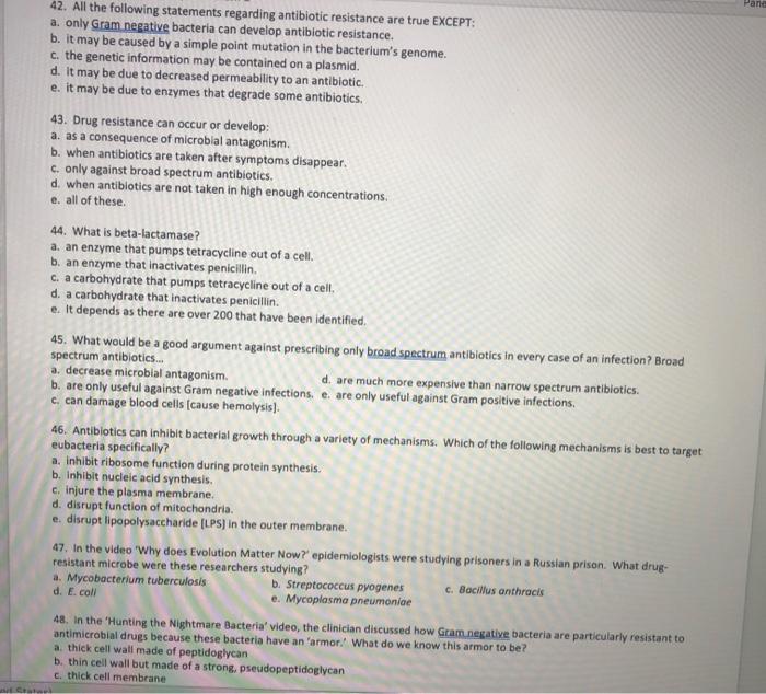 Solved Pant 42. All the following statements regarding | Chegg.com