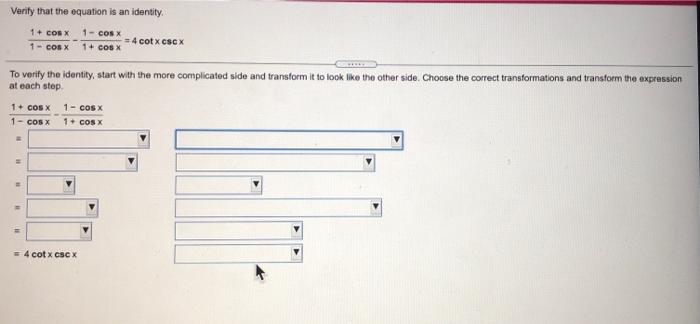 Solved Use one of the cofunction identities to complete the | Chegg.com