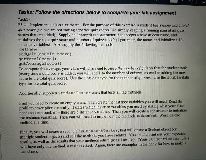 Solved Tasks: Follow the directions below to complete your | Chegg.com