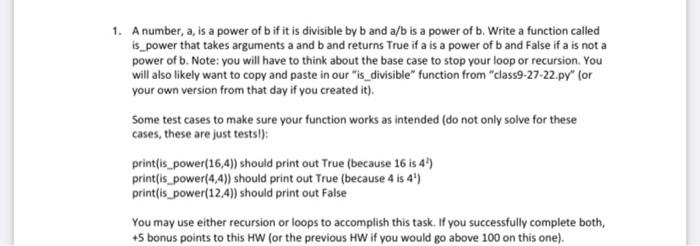 Solved A number, a, is a power of b if it is divisible by b | Chegg.com