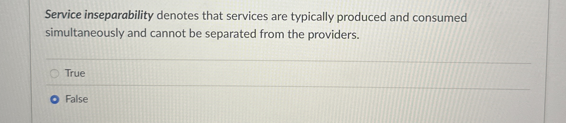 Solved Service inseparability denotes that services are | Chegg.com