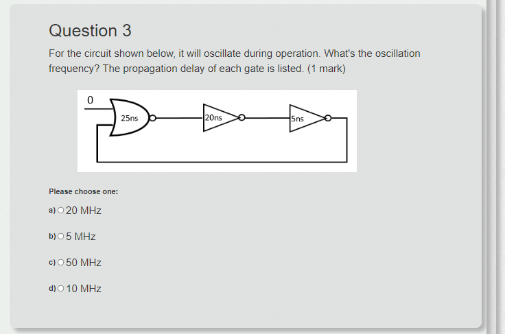 Solved For the circuit shown below, it will oscillate during | Chegg.com