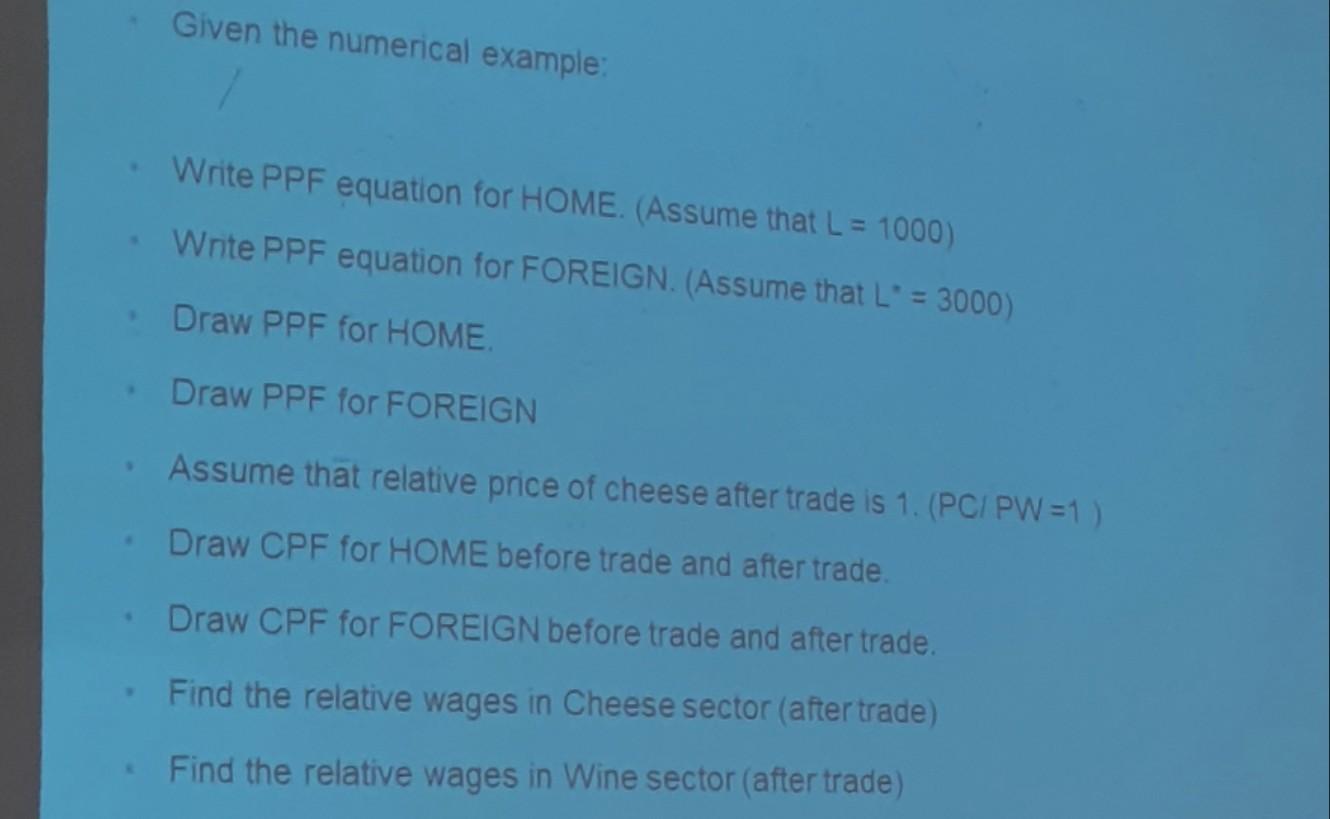 Solved Given the numerical example: Write PPF equation for | Chegg.com