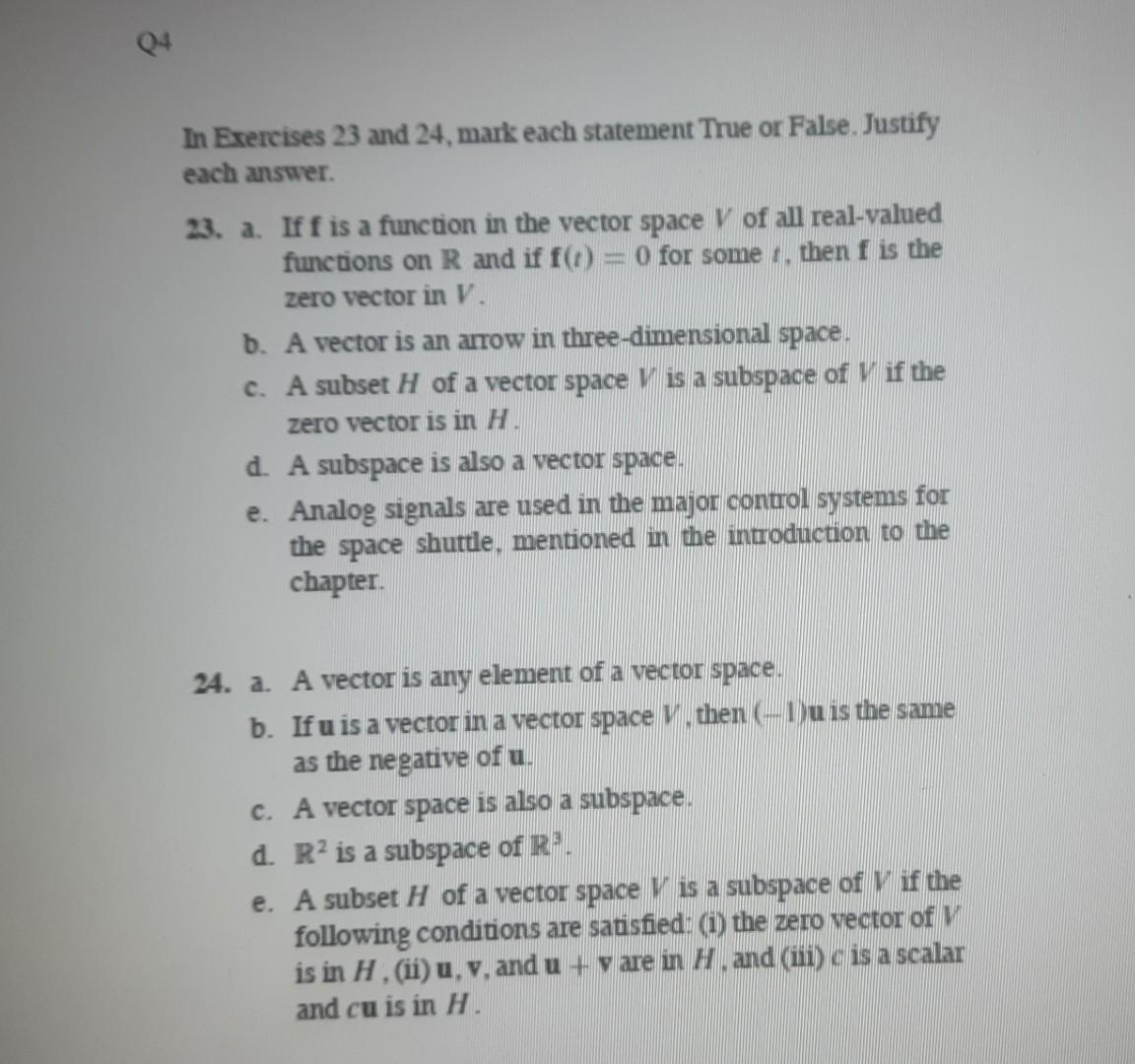 Solved In Exercises 23 and 24, mark each statement True or | Chegg.com