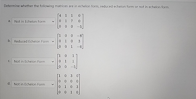 Solved Determine whether the following matrices are in | Chegg.com