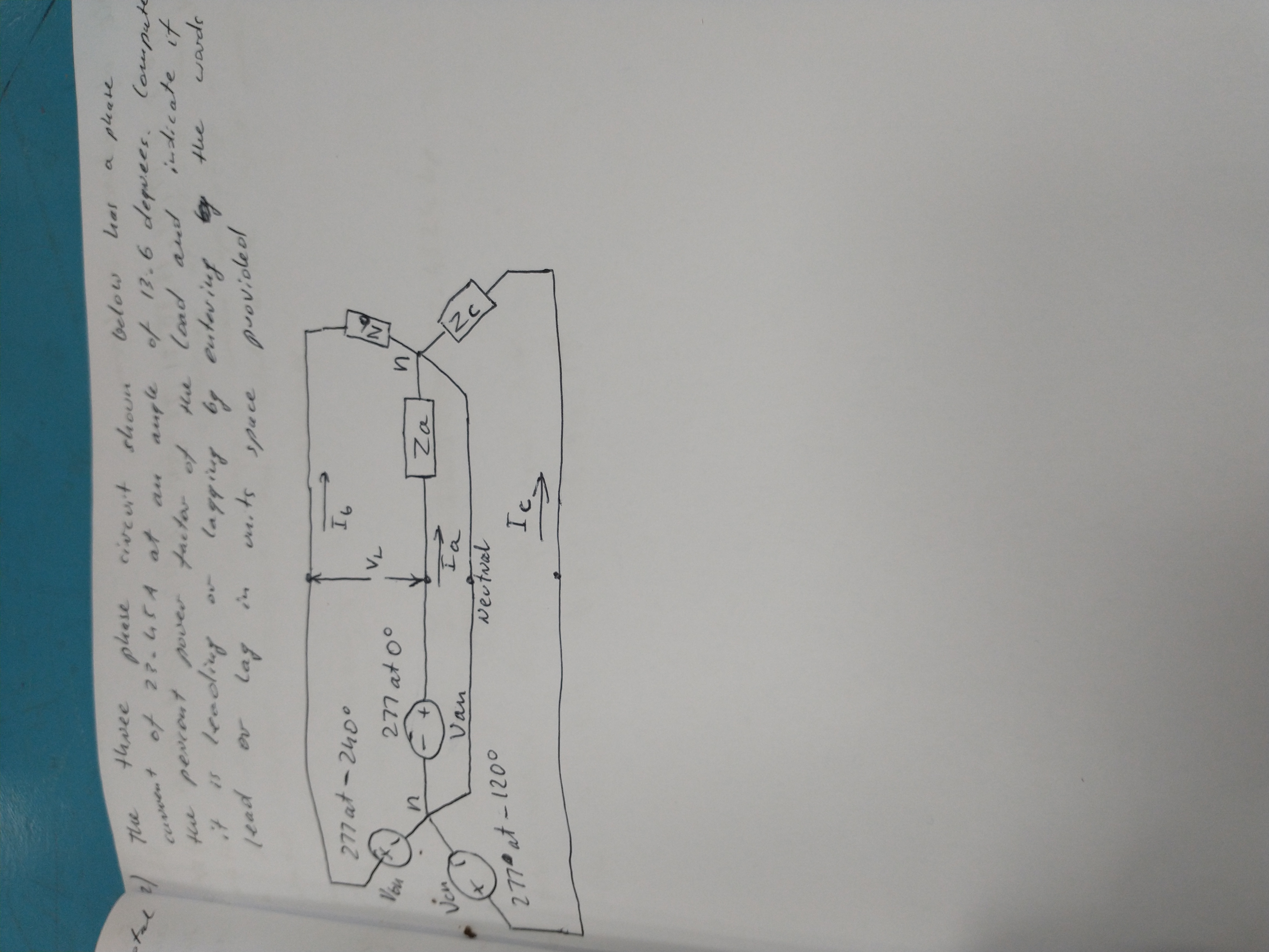 The three phase circuit shown below has a phase | Chegg.com