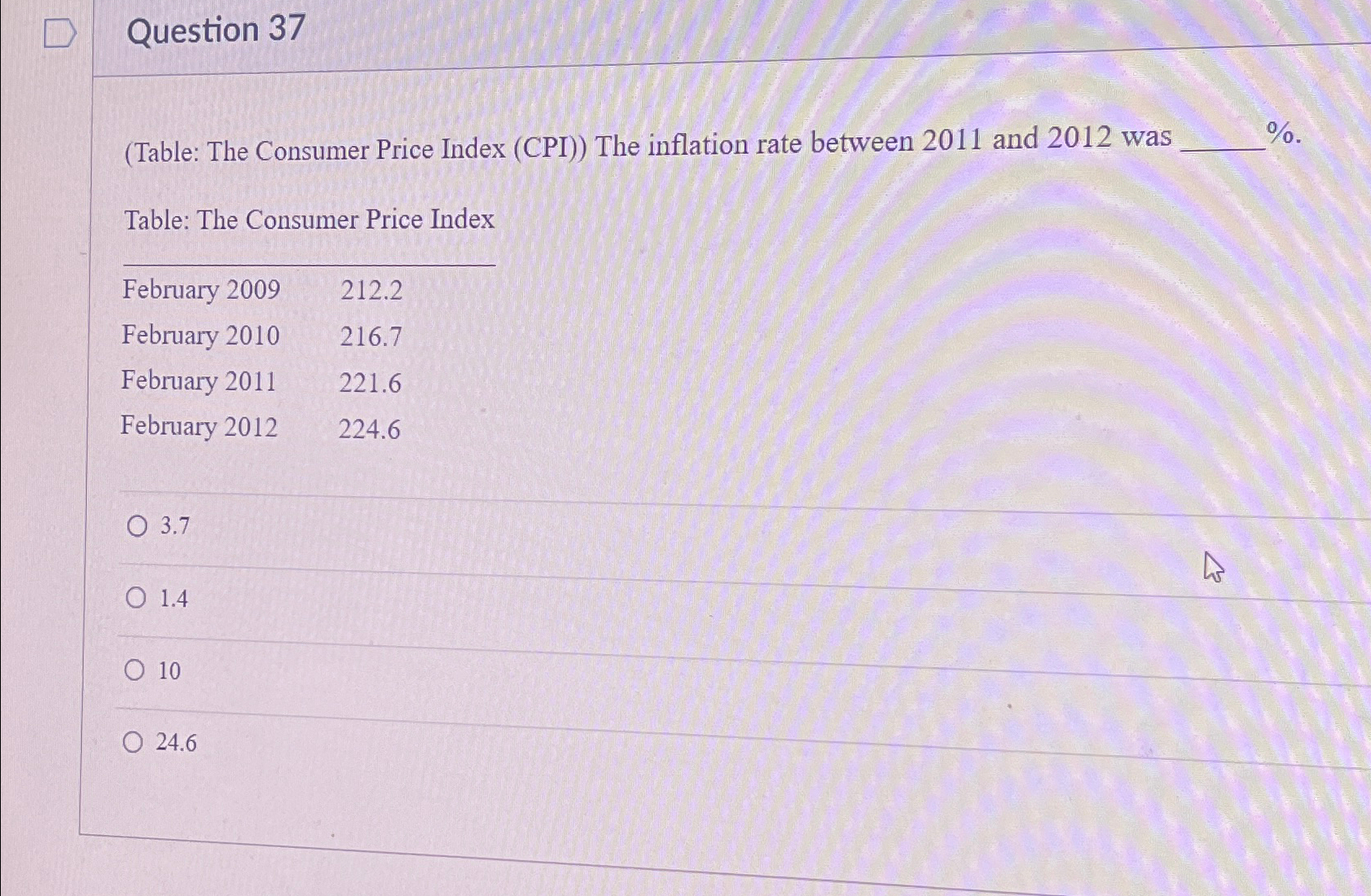 Solved Question 37(Table: The Consumer Price Index (CPI)) | Chegg.com