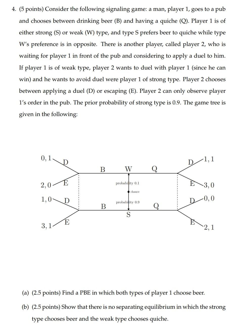 Solved 4. (5 points) Consider the following signaling game: | Chegg.com