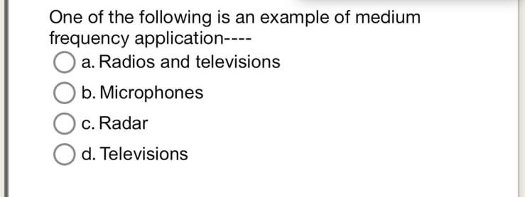 Solved One of the following is an example of medium | Chegg.com