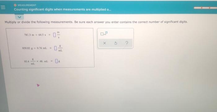 Solved E MEASUREMENT Counting significant digits when | Chegg.com