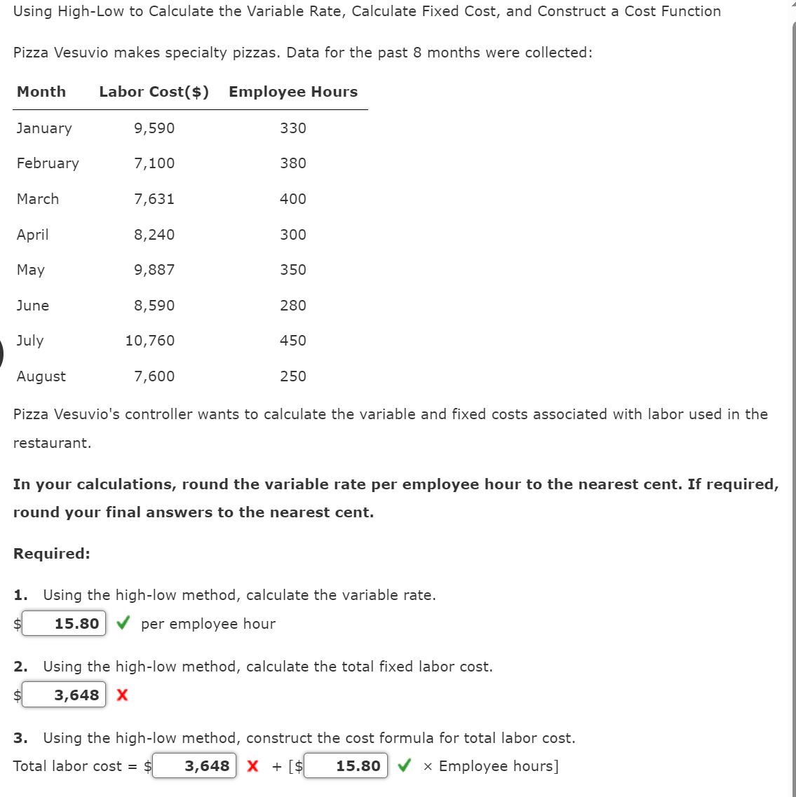 Solved Using High-Low to Calculate the Variable Rate, | Chegg.com
