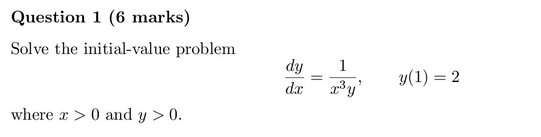 Solved Question 1 (6 ﻿marks)Solve the initial-value | Chegg.com