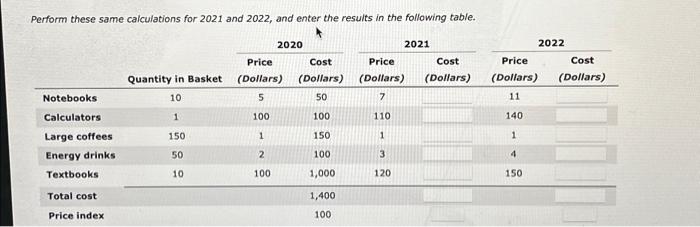 Solved Perform these same calculations for 2021 and 2022, | Chegg.com