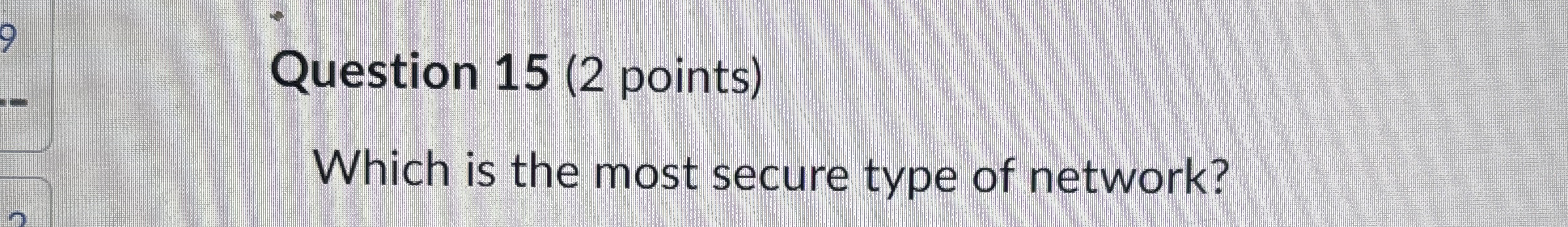 Solved Question 15 (2 ﻿points)Which is the most secure type | Chegg.com