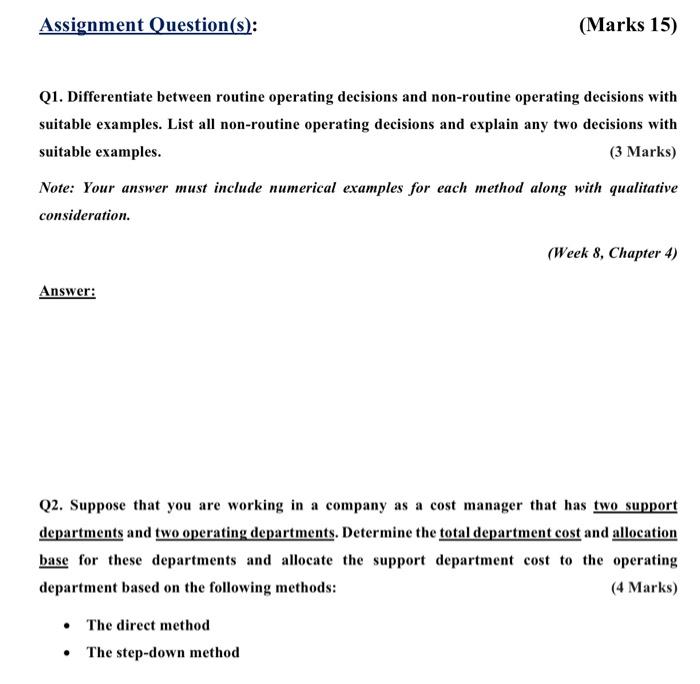 Solved Q2. Suppose that you are working in a company as a | Chegg.com