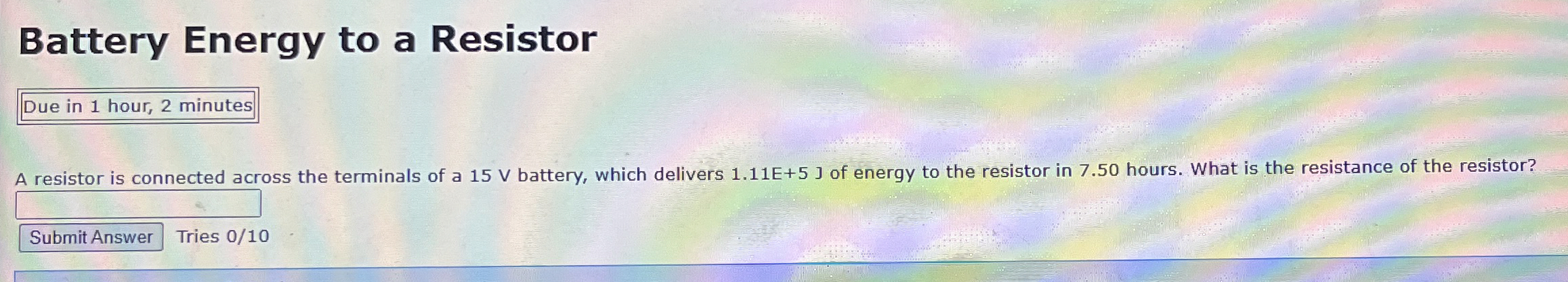 Solved Battery Energy to a ResistorA resistor is connected | Chegg.com
