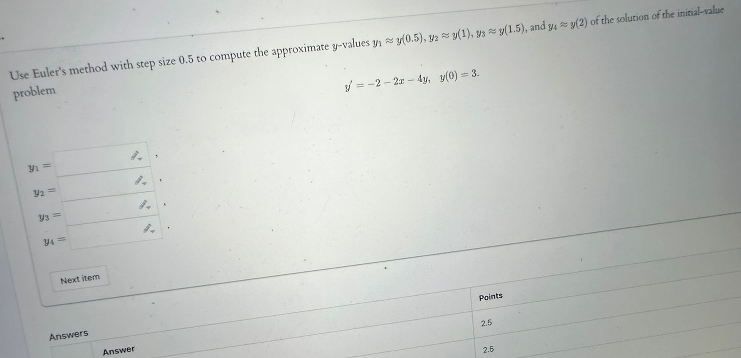 Solved Use Euler's method with step size 0.5 ﻿to compute the | Chegg.com