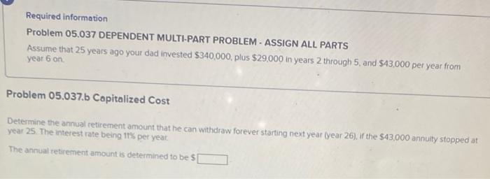 Solved Required information Problem 05.037 DEPENDENT | Chegg.com