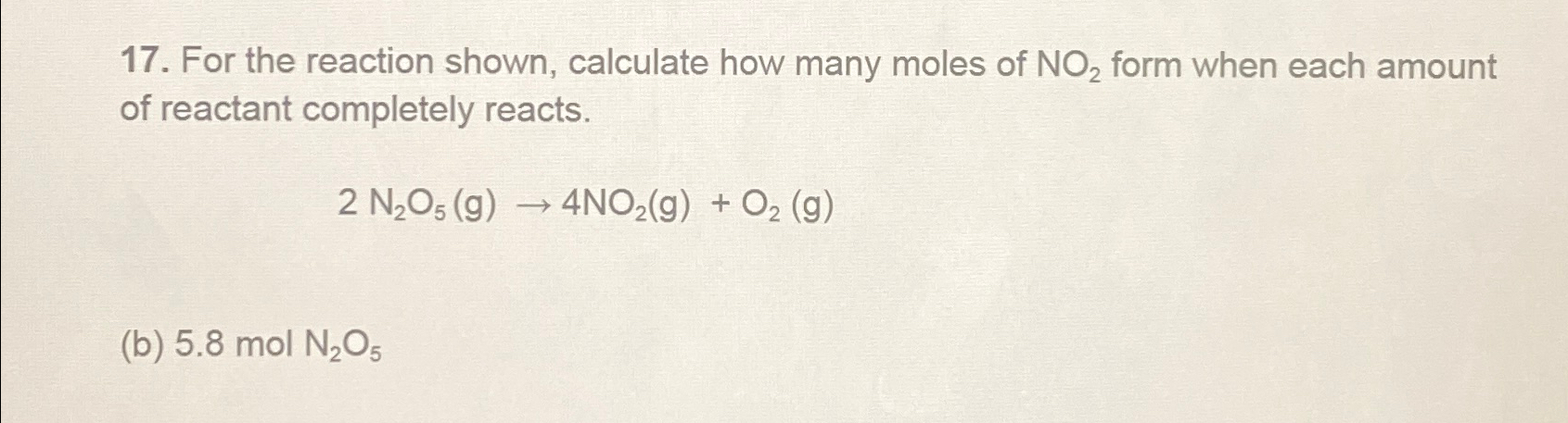 Solved For the reaction shown, calculate how many moles of | Chegg.com