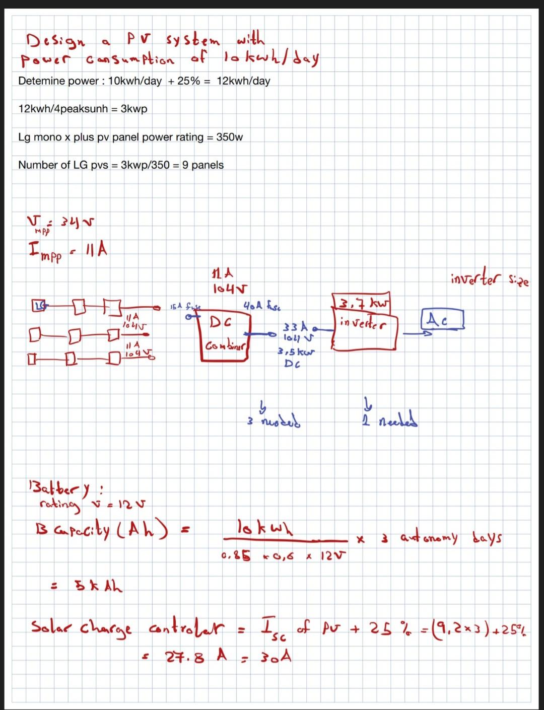Solved Design a Pv system with power cansumption of | Chegg.com
