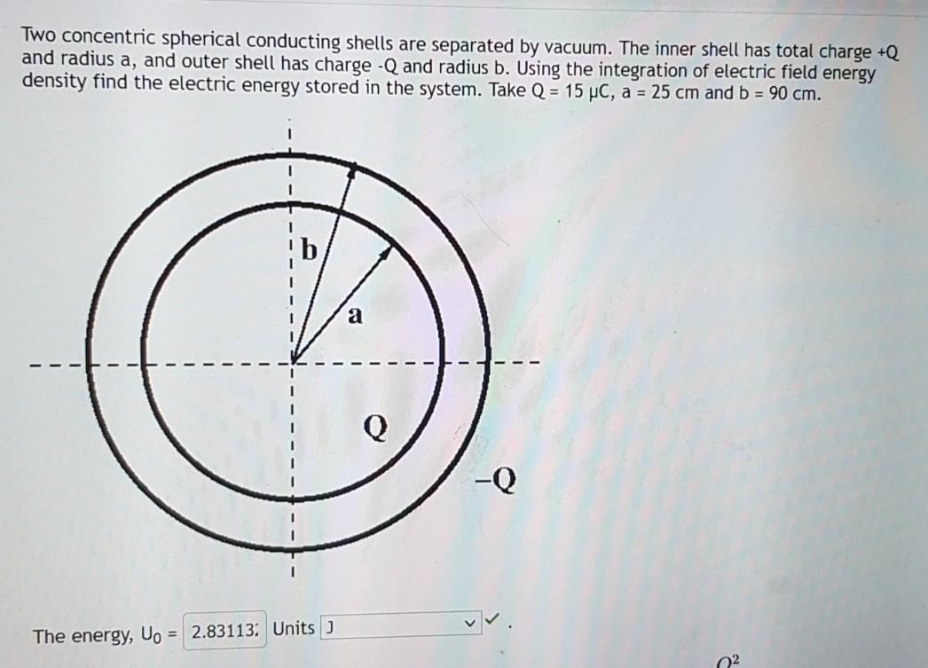 Solved Two concentric spherical conducting shells are | Chegg.com