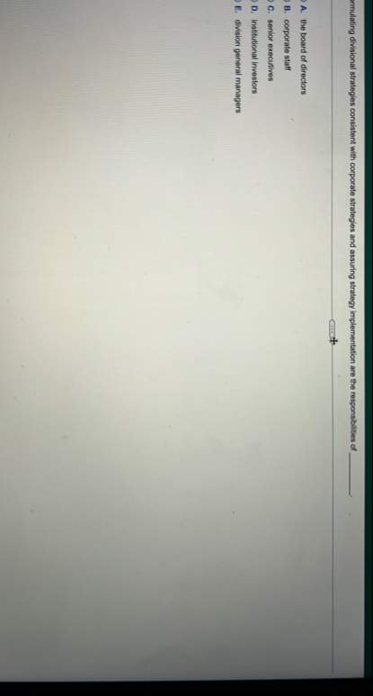 Solved umulating divisional strategies consistent with | Chegg.com