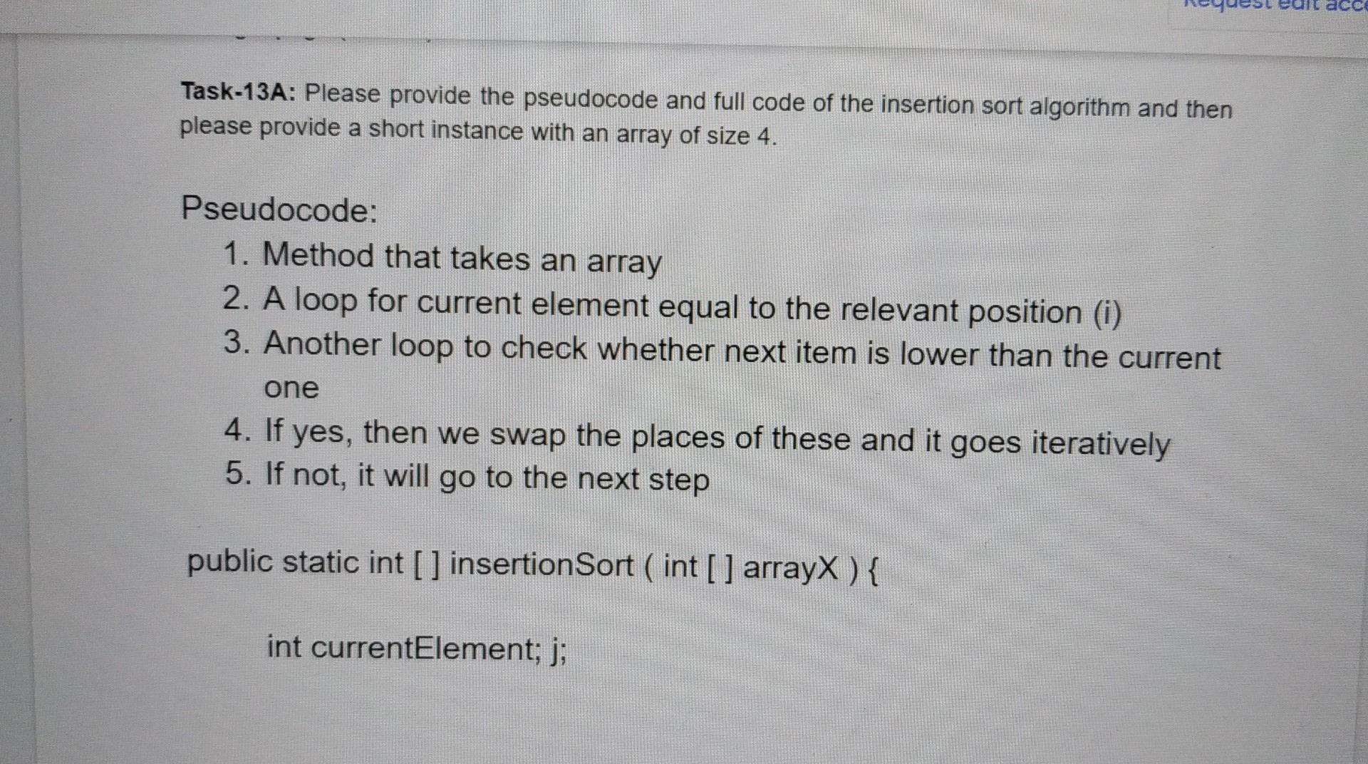 Solved Task 13a Please Provide The Pseudocode And Full Code