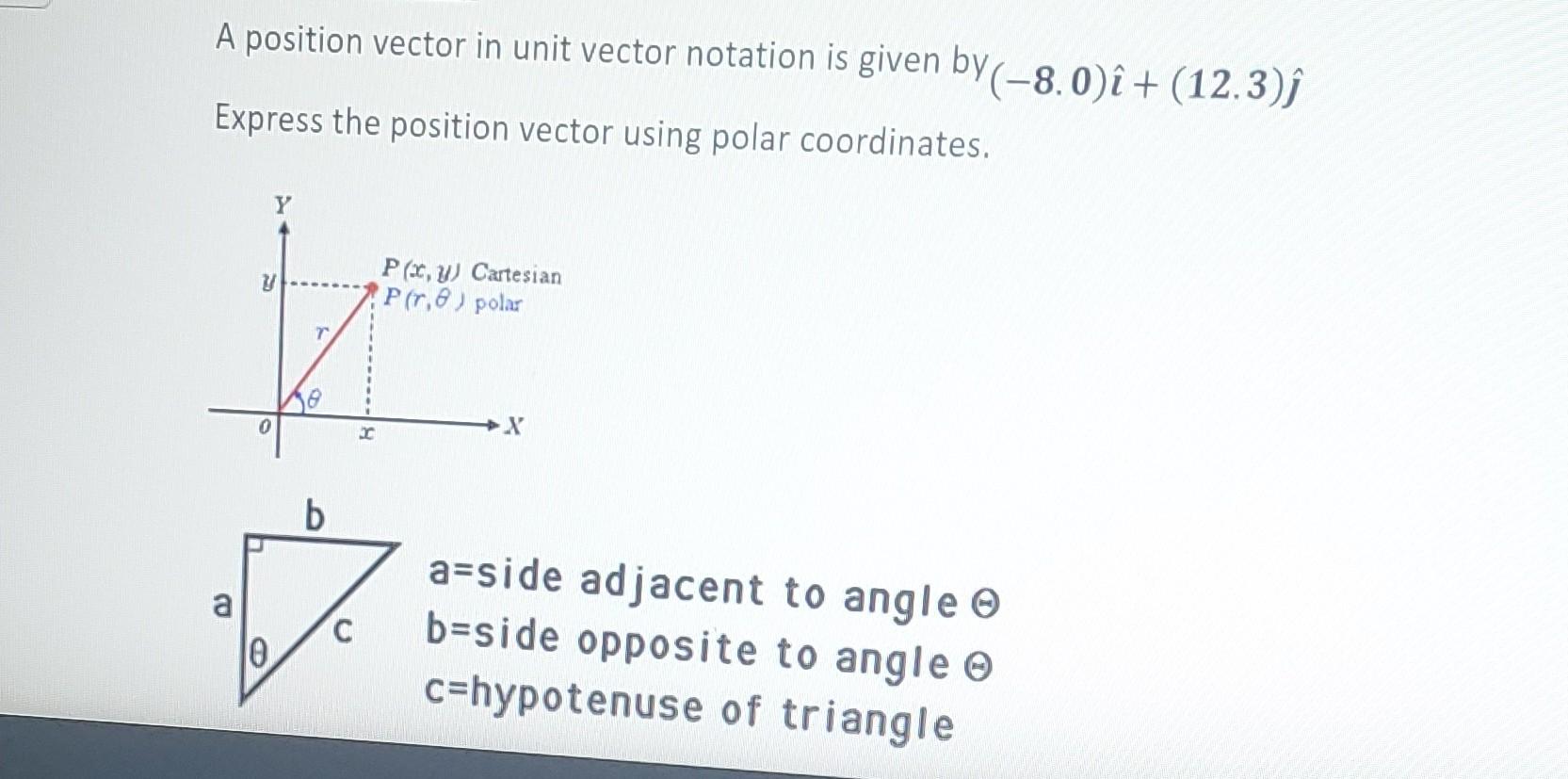 Solved A position vector in unit vector notation is given by | Chegg.com