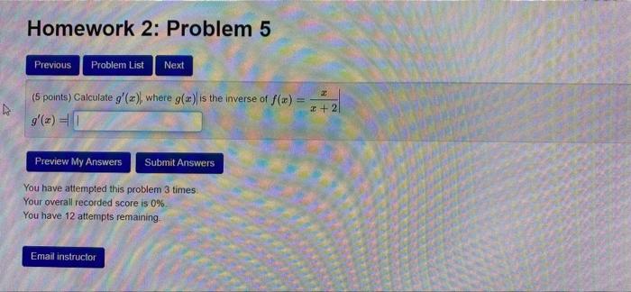 Solved 4 Homework 2: Problem 5 Previous Problem List Next (5 | Chegg.com