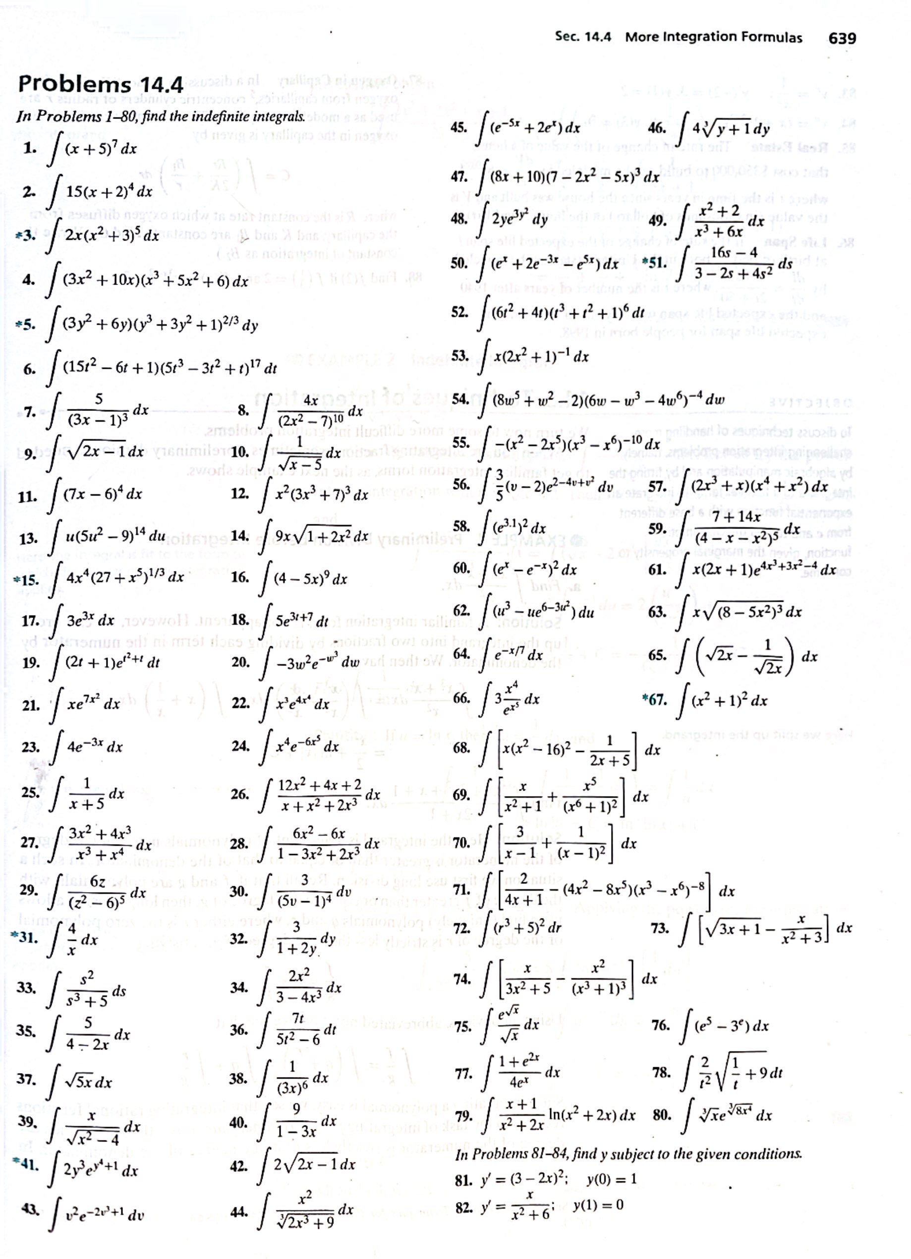 Solved Problems 14.4In Problems 1-80, ﻿find the indefinite | Chegg.com