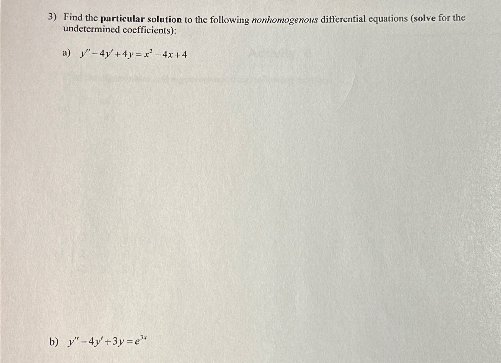 ONLY PART B!Find the particular solution to the | Chegg.com