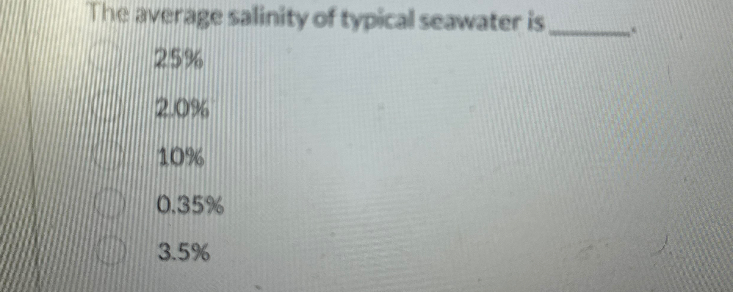 Solved The average salinity of typical seawater is | Chegg.com