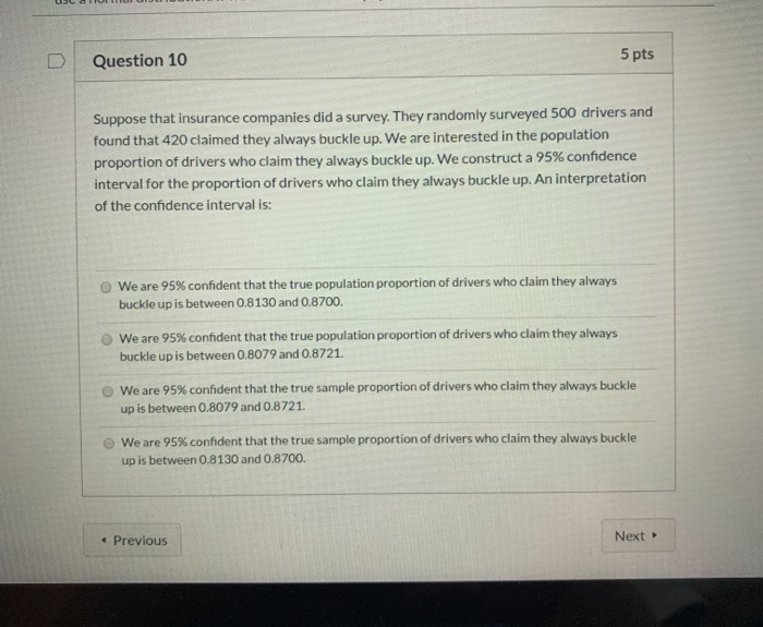 Solved D Question 10 5 pts Suppose that insurance companies | Chegg.com