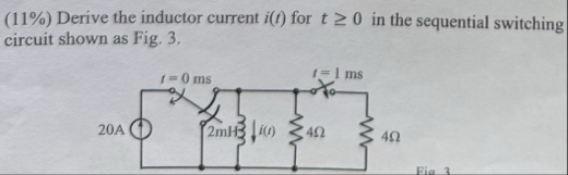 Solved Derive the inductor current i(t) ﻿for t≥0 ﻿in the | Chegg.com