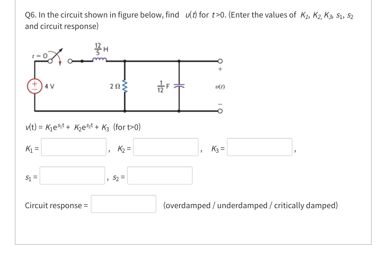 Solved Q6. ﻿In the circuit shown in figure below, find u(t) | Chegg.com