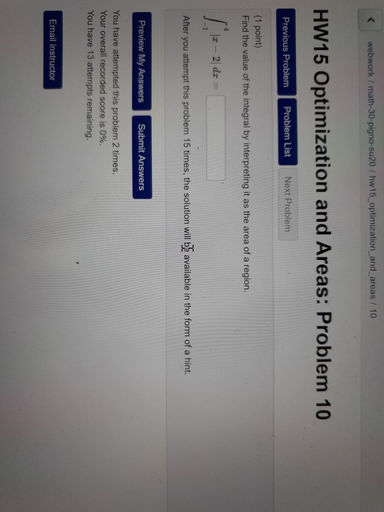 Solved webwork / math-30-pigno-su20/ hw15_optimization and | Chegg.com