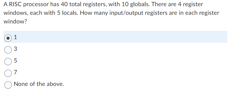 Solved A RISC processor has 40 ﻿total registers, with 10 | Chegg.com