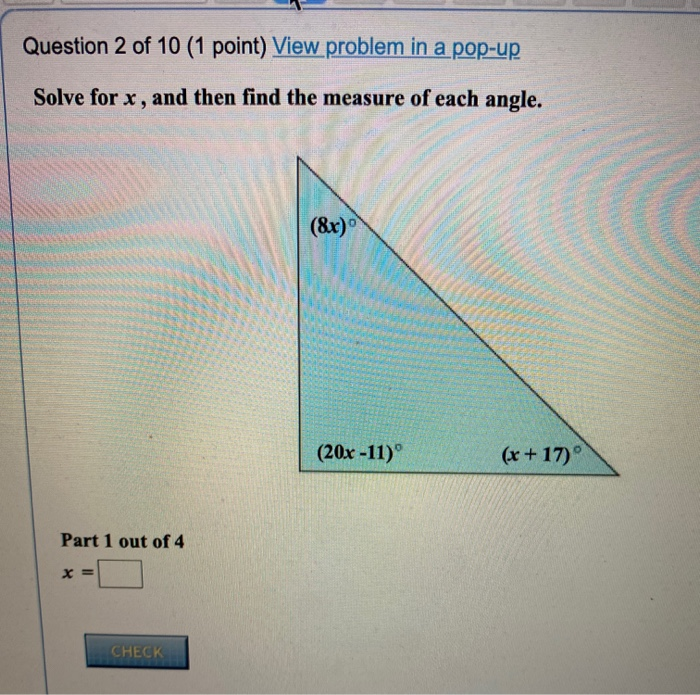 Solved Question 2 of 10 (1 point) View problem in a pop-up | Chegg.com
