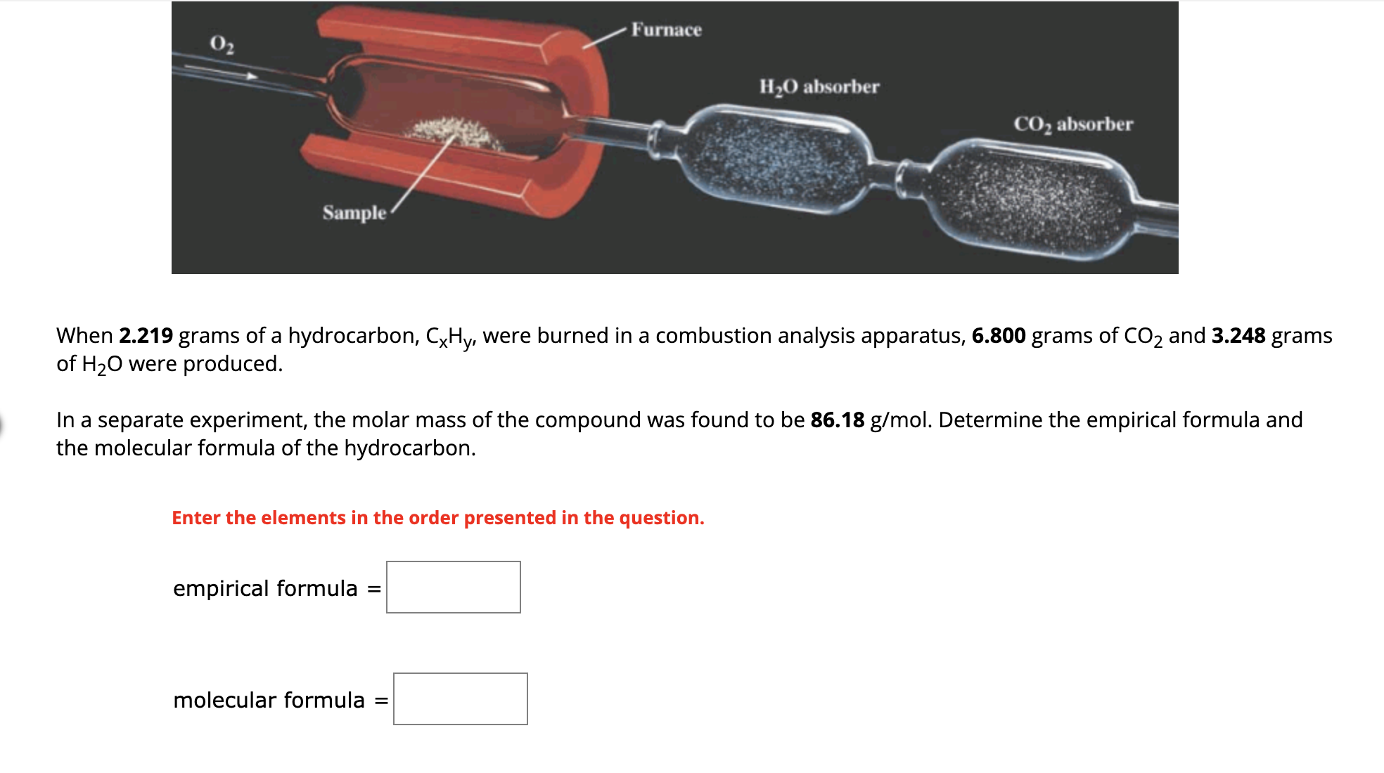 Solved When 2.219 ﻿grams of a hydrocarbon, CxHy, ﻿were | Chegg.com