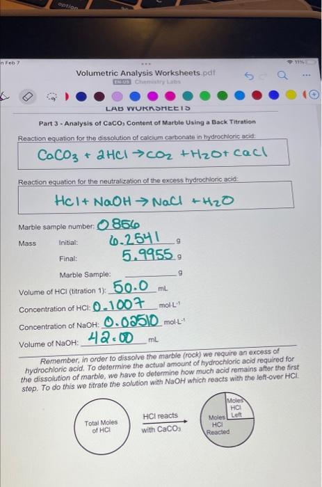 Solved option n Feb 11% Volumetric Analysis Worksheets pdt | Chegg.com